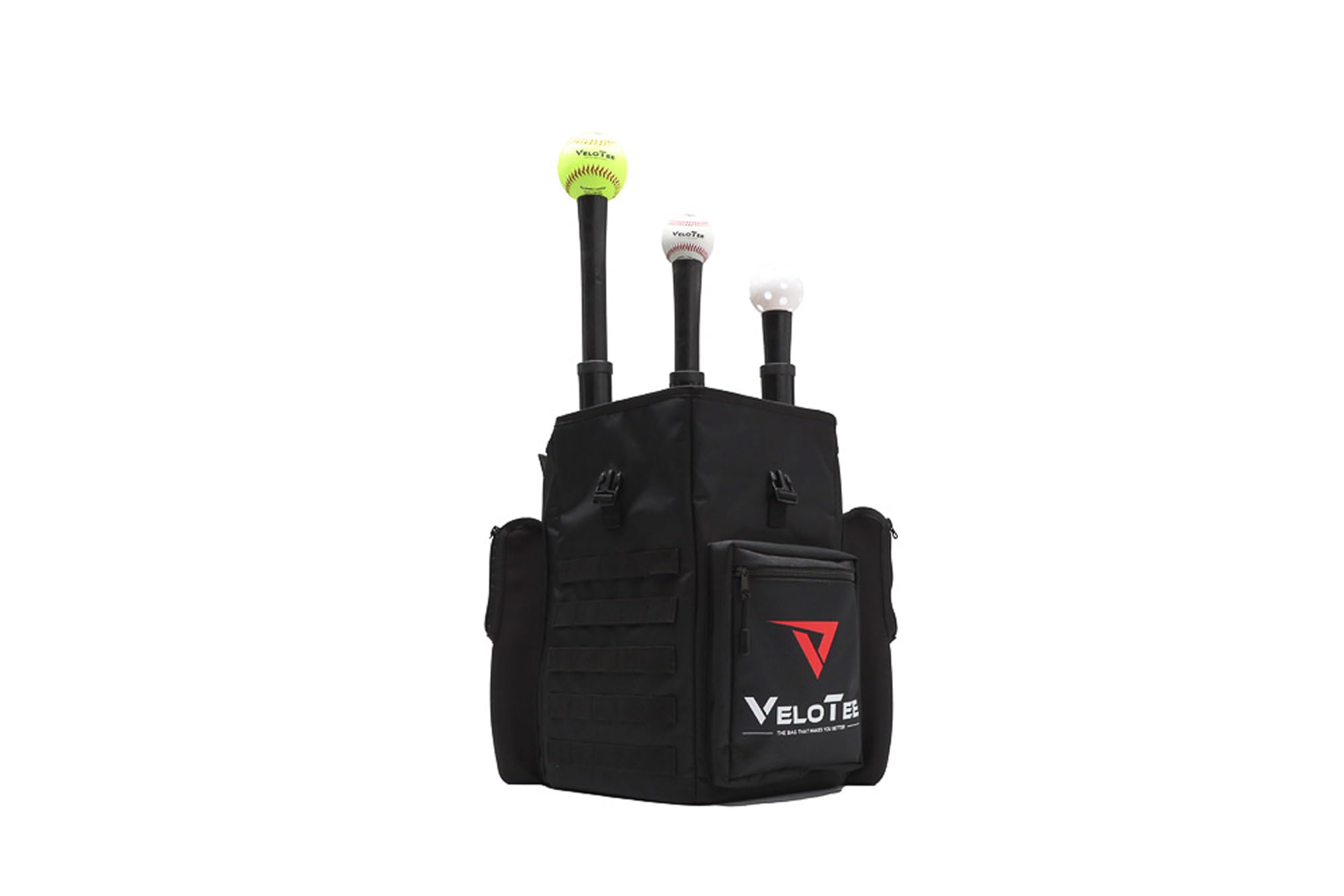 VeloTee | Home Plate Baseball & Softball Bat Bag | Softball and Baseball Coaches Bag | Baseball Bucket Backpack with Built in Batting Tee