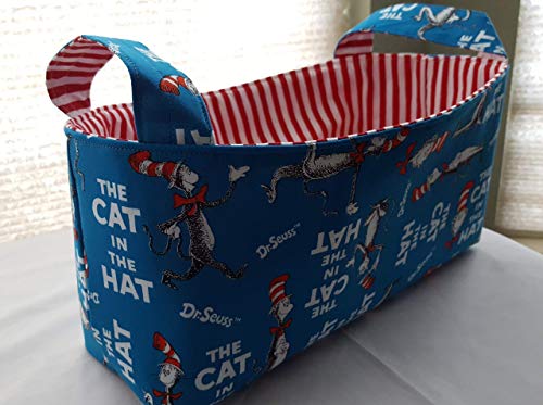 Long Diaper Caddy Storage Container Basket Fabric Organizer Bin - Nursery Decor - Dr Seuss The Cat In the Hat