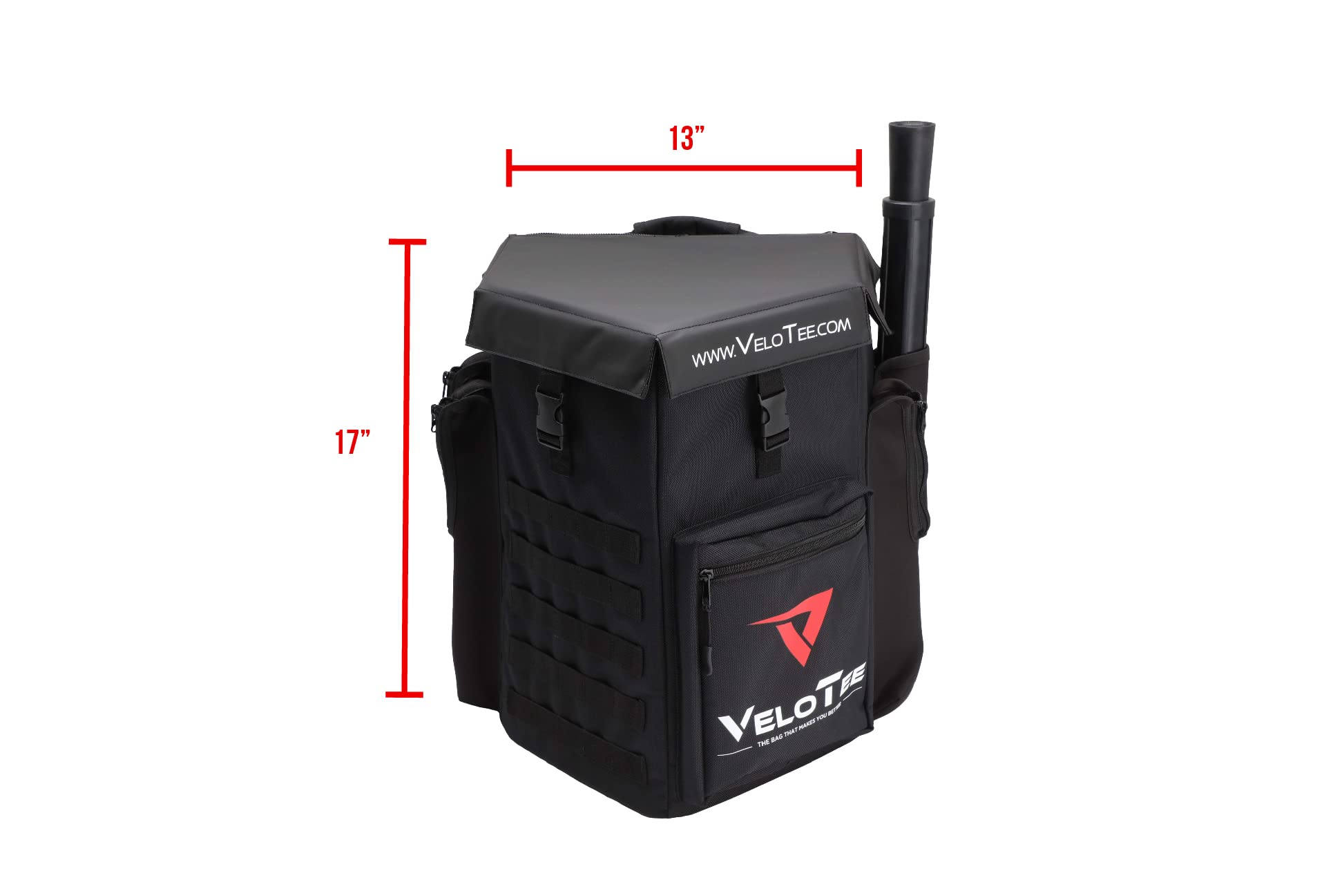 VeloTee | Home Plate Baseball & Softball Bat Bag | Softball and Baseball Coaches Bag | Baseball Bucket Backpack with Built in Batting Tee