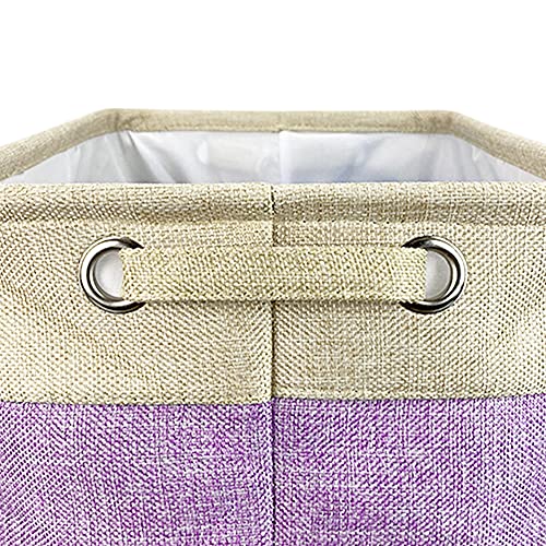 MALIHONG Personalized Foldable Storage Basket with Cute Dog Pembroke Welsh Corgi Collapsible Sturdy Fabric Pet Toys Storage Bin Cube with Handles for Organizing Shelf Home Closet, Purple and White
