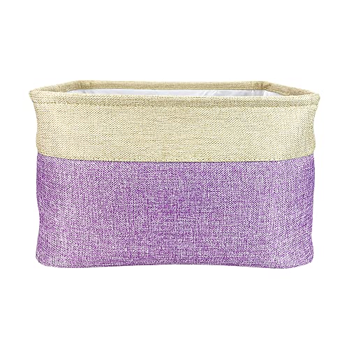 MALIHONG Personalized Foldable Storage Basket with Cute Dog Pembroke Welsh Corgi Collapsible Sturdy Fabric Pet Toys Storage Bin Cube with Handles for Organizing Shelf Home Closet, Purple and White