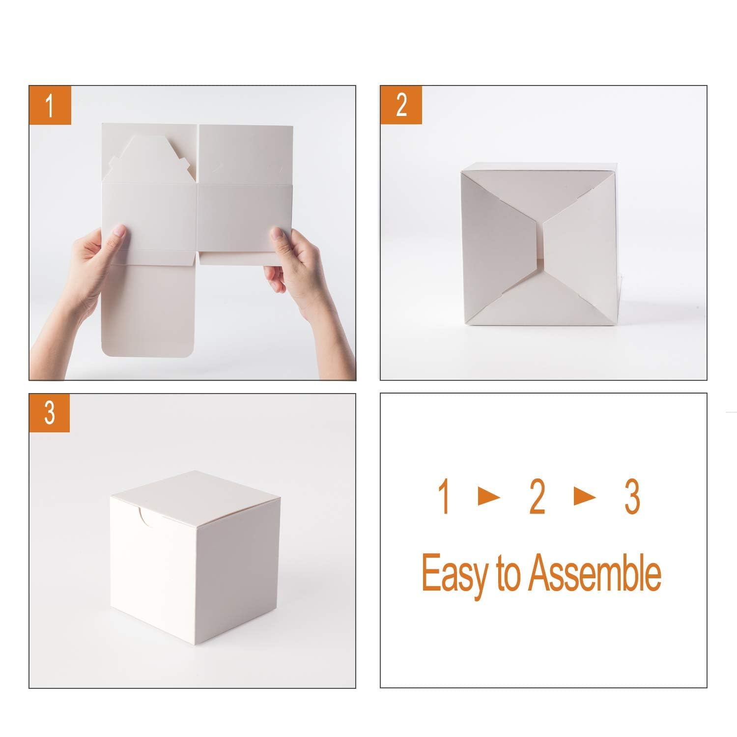 GEFTOL Gift Box 20 Pack 8 x 8 x 4 inches Fold Box Paper Gift Box Bridesmaids Proposal Box for Bridal Birthday Party Christmas(White)