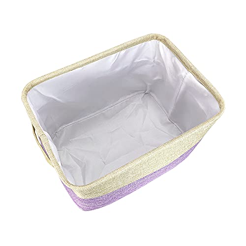 MALIHONG Personalized Foldable Storage Basket with Cute Dog Pembroke Welsh Corgi Collapsible Sturdy Fabric Pet Toys Storage Bin Cube with Handles for Organizing Shelf Home Closet, Purple and White