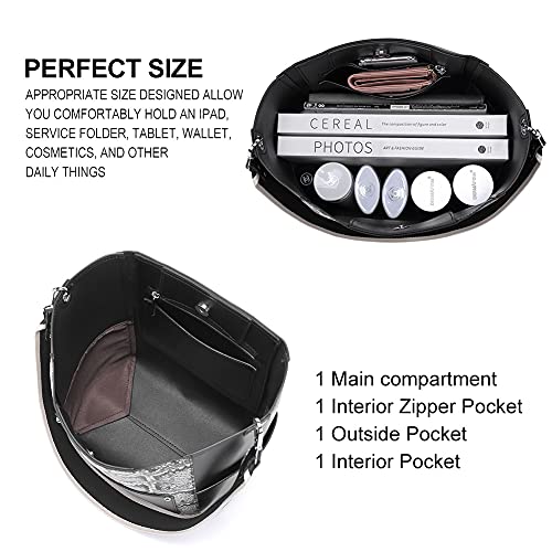 CLUCI Purses and Handbags for Women Vegan Leather Designer Tote Large Hobo Shoulder Bucket Cross-body Bag Snake Pattern with Black