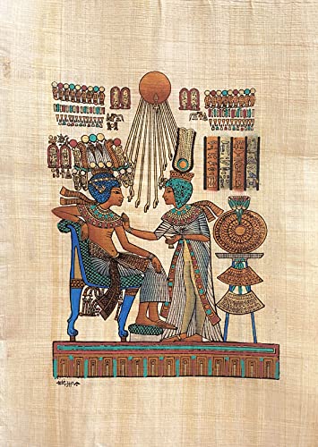 NileCart Collection of 4 sheets Egyptian papyrus paintings Original Hand Painted Papyrus Paper Ancient Egyptian size 9x13 in. handmade in Egypt. (Kings & Queens Collection)