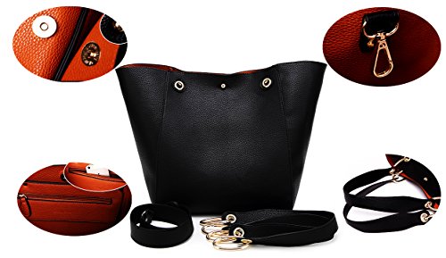 sqlp Black Bucket Work Tote Bags for Women the Tote Bag Leather Purse and handbags ladies Waterproof Shoulder commuter Bag