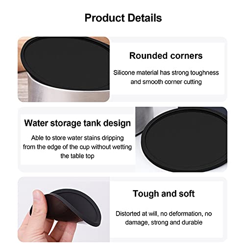 Coasters for Drinks-Anti-Slip Durable Reusable Drink Coasters Set,Non Slip Cup Coasters Silicone Coasters Fit Coffee Table Desk Beverage Bar Protect Desk from Heat and Scratch Damage(4 Pack,Black)
