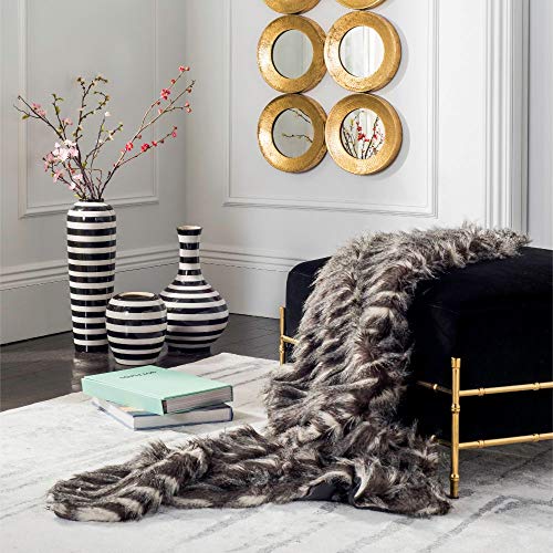 Safavieh Faux Pheasant Throw Blanket, Black/Grey