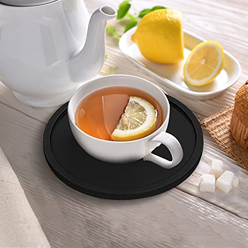 Coasters for Drinks-Anti-Slip Durable Reusable Drink Coasters Set,Non Slip Cup Coasters Silicone Coasters Fit Coffee Table Desk Beverage Bar Protect Desk from Heat and Scratch Damage(4 Pack,Black)