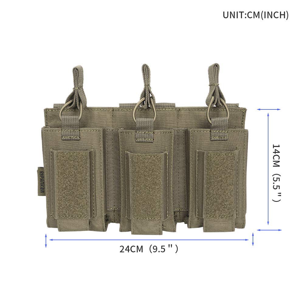 EXCELLENT ELITE SPANKER Open-Top Single/Double/Triple Molle Mag Pouch for M4 M14 M16 AK AR Elastic Rifle Magazines for Pistol Mag Pouch(Ranger Green)