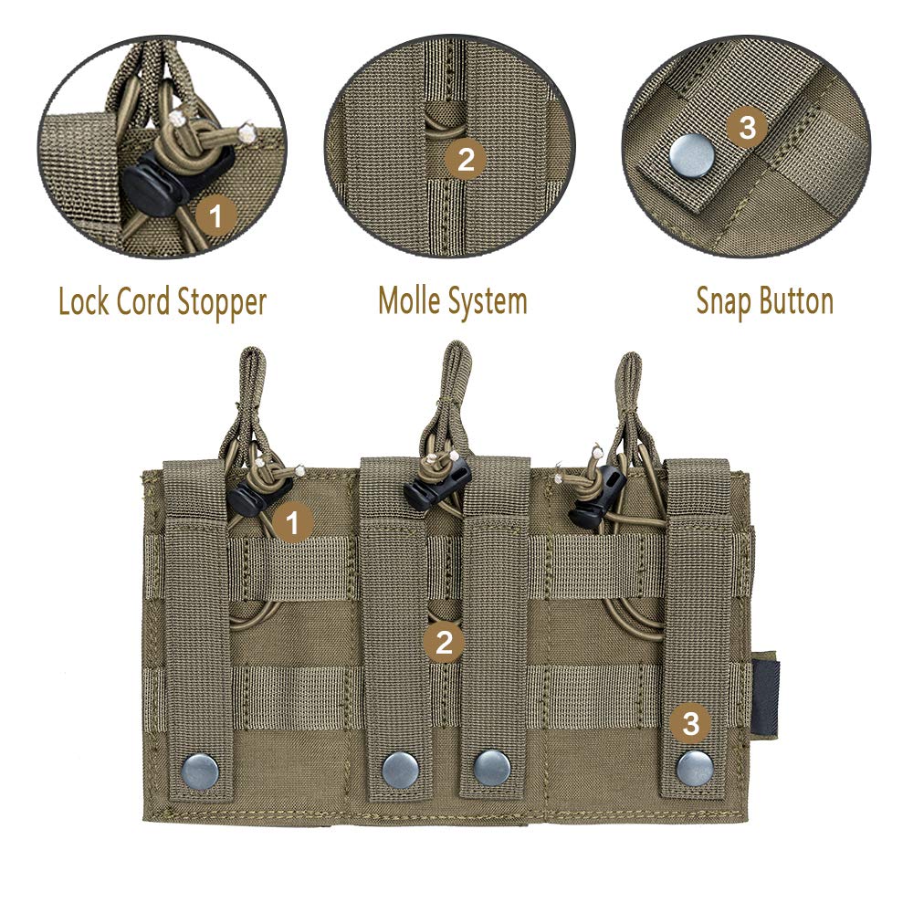 EXCELLENT ELITE SPANKER Open-Top Single/Double/Triple Molle Mag Pouch for M4 M14 M16 AK AR Elastic Rifle Magazines for Pistol Mag Pouch(Ranger Green)