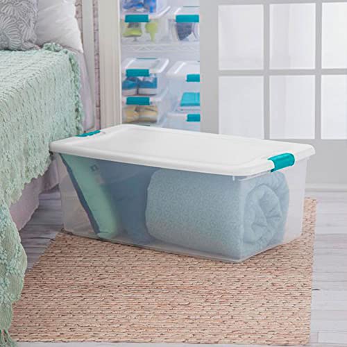Sterilite Storage System Solution with 106 Quart Clear Latching Storage Tote, 4 Pack and 66 Quart Plastic Stackable Storage Tote, 6 Pack