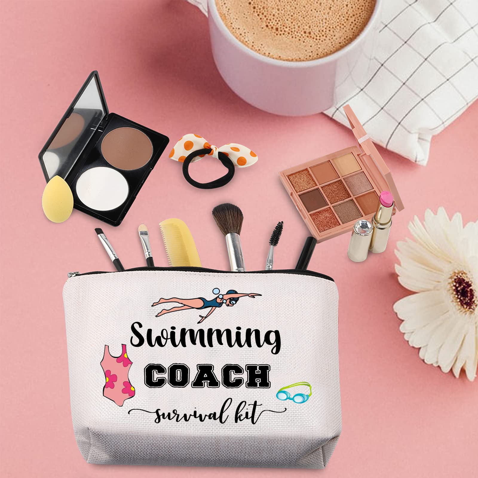 TSOTMO Swimming Gift Swim Zipper Pouch For Swimming Coach Swimming Coach Survival Kit Cosmetic Bag Thank You Gift (Swimming kit)