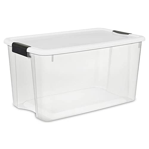 Sterilite Storage System Solution with 106 Quart Clear Latching Storage Tote, 4 Pack and 66 Quart Plastic Stackable Storage Tote, 6 Pack
