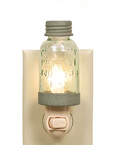 Country Rustic Mini Mason Jar Night Light in Barn Roof Color (One Pack)