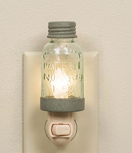 Country Rustic Mini Mason Jar Night Light in Barn Roof Color (One Pack)