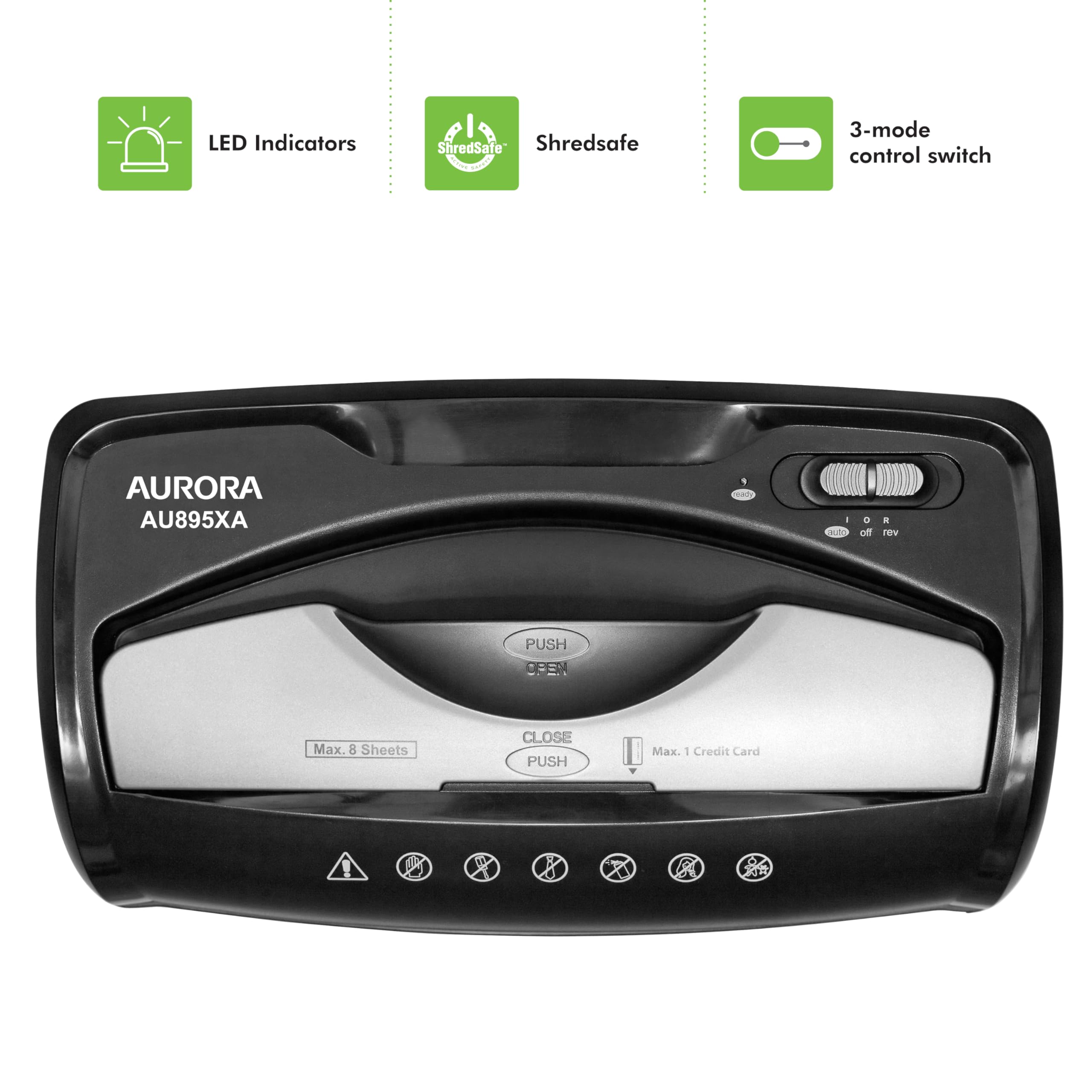 Aurora AU895XA 8-Sheet Professional Cross-Cut Paper and Credit Card Shredder