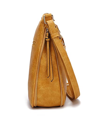 MKF Crossbody Bag for Women – PU Leather Expandable Messenger Purse – Designer Pocketbook Handbag Shoulder Strap