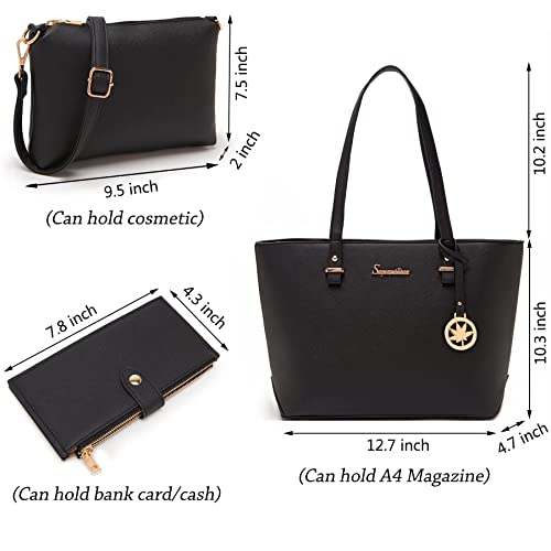 Large Purse Handbag Women Fashion Tote Bag Shoulder Bag Top Handle Satchel Wallet Set 3pcs