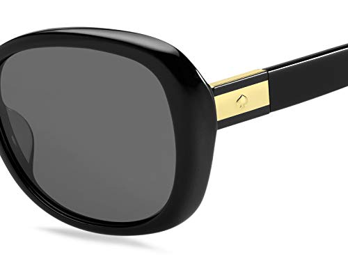 Kate Spade New York Women's Judyann Oval Sunglasses, Black Ivory/Gray Polarized, 56 mm