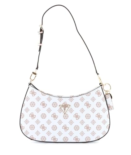GUESS Noelle Top Zip Shoulder Bag, White Logo