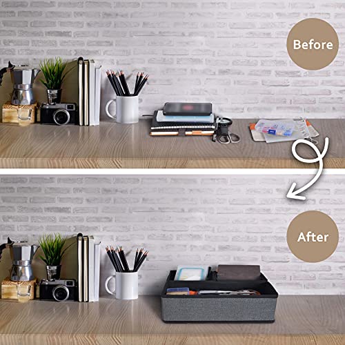 Utureal Set of 3 Foldable Storage Cubes, Fabric Storage Box Desk Organizers for Home and Office, Storage Bins for Cabinet Shelves Closet Drawer Organizing, Toys, Clothes Storage Container (Dark Grey)