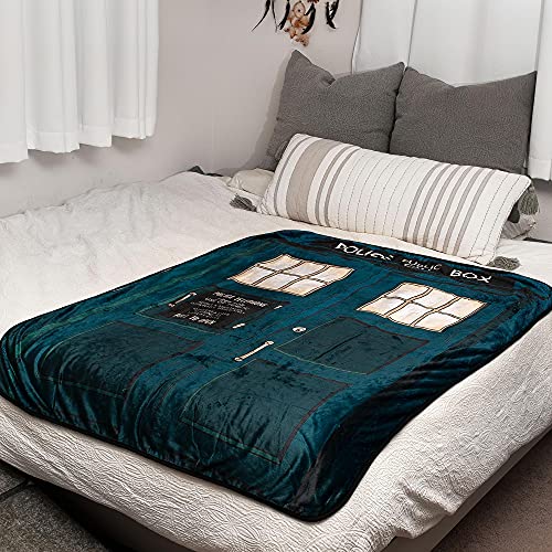Surreal Entertainment Doctor Who TARDIS Oversized Plush Throw Blanket | Cozy Sherpa Cover For Sofa, Bed | Super Soft Fleece Blanket | Official BBC One Collectible | 45 x 60 Inches, Blue, One Size