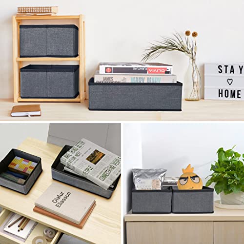 Utureal Set of 3 Foldable Storage Cubes, Fabric Storage Box Desk Organizers for Home and Office, Storage Bins for Cabinet Shelves Closet Drawer Organizing, Toys, Clothes Storage Container (Dark Grey)