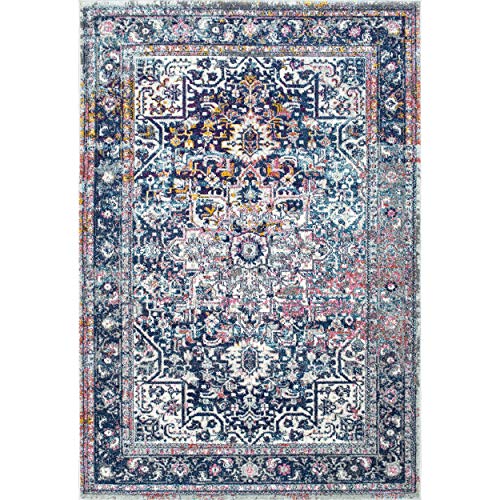 nuLOOM Lilah Medallion Vintage Area Rug, 5' x 7' 5", Blue