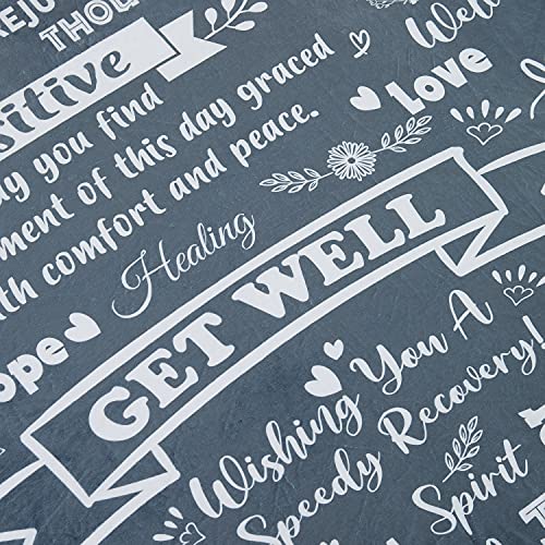 mami home get Well Soon Gift Blanket, Healing Thoughts Positive Energy Comfort Blanket, Flannel Fleece Sherpa Throw Blanket 60x50 (Grey, 60x50)
