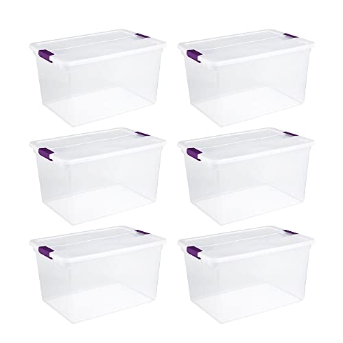 Sterilite 66 Quart Clear Latch Lid Storage Container Tote, 6 Pack, and 6 Quart Clear Latch Lid Storage Container Tote, 12 Pack for Home Organization