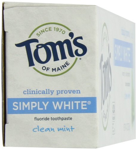 Tom's of Maine Natural Simply White Fluoride Toothpaste, Clean Mint, 4.7 oz. 6-Pack (Packaging May Vary)