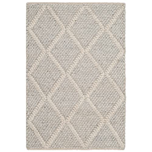 SAFAVIEH Natura Collection 2' x 3' Silver / Ivory NAT310B Handmade Wool & Viscose Accent Rug