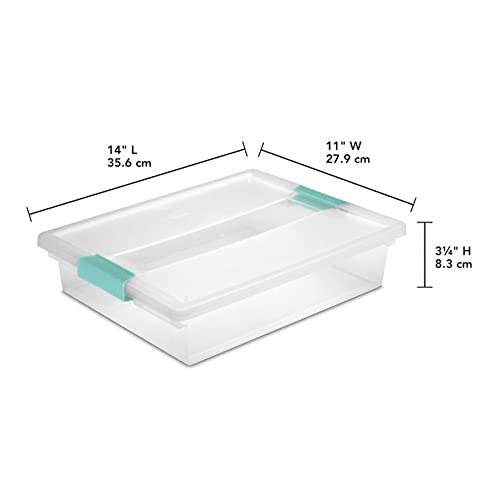 Sterilite Miniature Clip Storage Box w/Latch Lid, 6 Pack, & Large Clip Storage Box w/Latch Lid, 6 Pack for Home, Office, and Workspace Organization