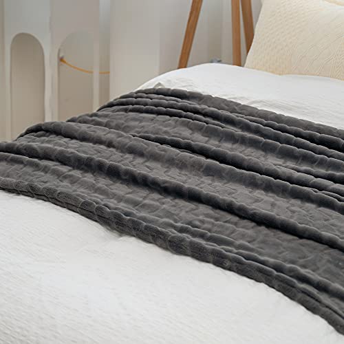 Cozy Bliss Milk Throw Blanket for Couch, Bed Fleece Blanket Twin Size Ultra Soft & Lightweight Plush Sofa Grey Throw Blanket,60"x80"