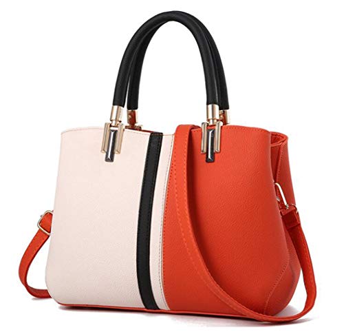 SMALLBLUER Women Soft Patent Leather Handbags Ladies Shoulder Evening Crossbody Bags Trendy Hobo Totes Clutches-Orange