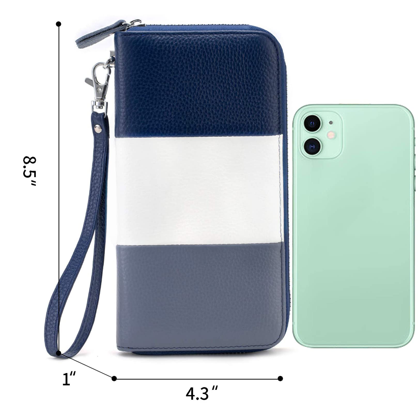 Moflycom Womens Wallet RFID Blocking Genuine Leather Multi Credit Card Large Capacity Zip Around Clutch Travel Purse Wristlet