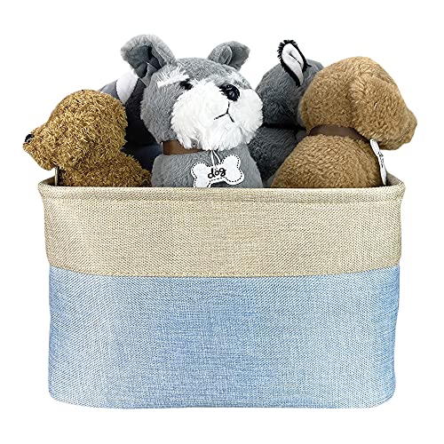 MALIHONG Personalized Foldable Storage Basket with Cute Dog Goldendoodle Collapsible Sturdy Fabric Pet Toys Storage Bin Cube with Handles for Organizing Shelf Home Closet, Blue amd White