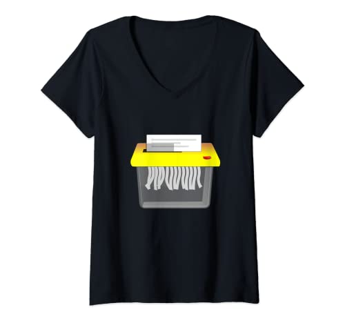 Womens Paper Shredder V-Neck T-Shirt
