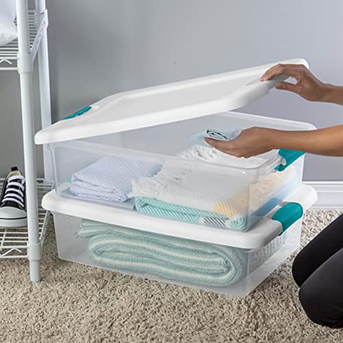 Sterilite Multi Pack 64 Quart & 32 Quart Plastic Stacking Storage Container Box with Latching Lid for Home, Office, or Garage Organization, 12 Pack