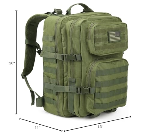 REEBOW GEAR Military Tactical Backpack Large Army 3 Day Assault Pack Molle Bag Boys Backpacks for School Army Green