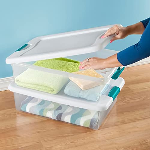Sterilite Multi Pack 64 Quart & 32 Quart Plastic Stacking Storage Container Box with Latching Lid for Home, Office, or Garage Organization, 12 Pack