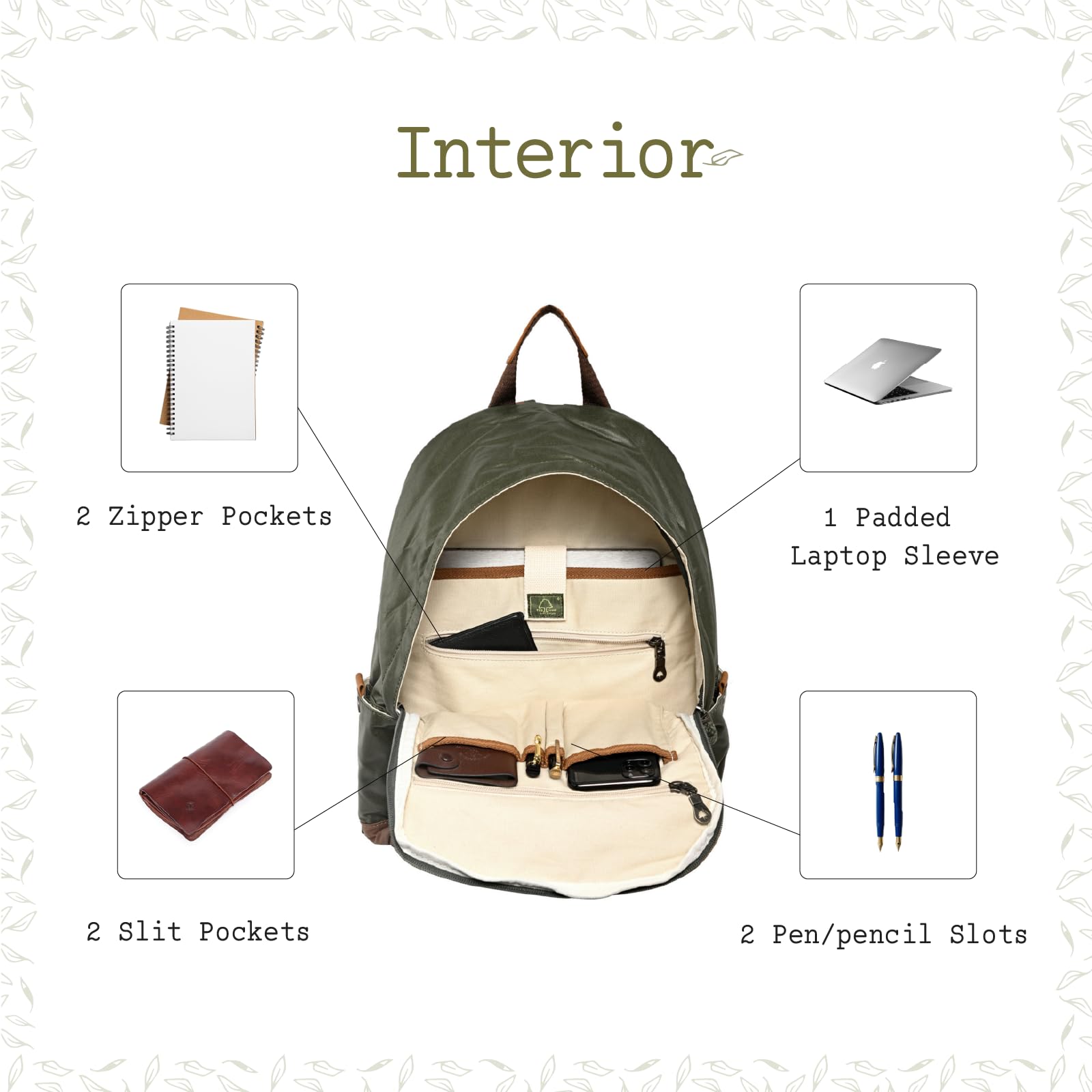 TSD Urban Canvas Backpack,Durable Hiking Lightweighted Casual Daypack Backpacks,Sturdy Travel Backpack Perfect for Work and Travel