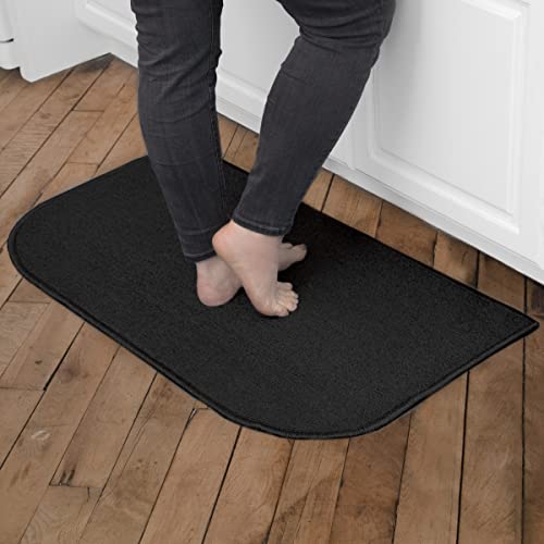 Washable Stain Resistant Kitchen Rugs with Latex Backing, Kitchen Mats for Floor, 18"x30" Black, John Ritzenthaler Company