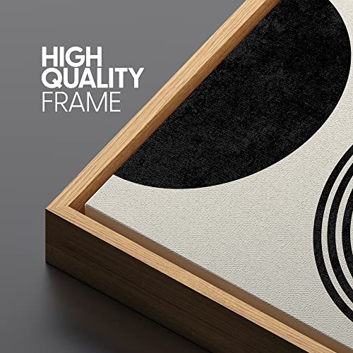 SIGNLEADER Framed Canvas Print Wall Art Spiral Parabolas & Solid Semi Circle Geometric Shapes Drawings Modern Art Contemporary Edgy Black and White for Living Room, Bedroom, Office - 16"x24"x3 Natural