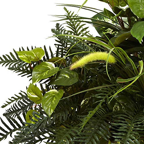 Nearly Natural 6792 Mixed Grass and River Fern with Wood Planter, 30.75'' x 12.5'' x 22.5''