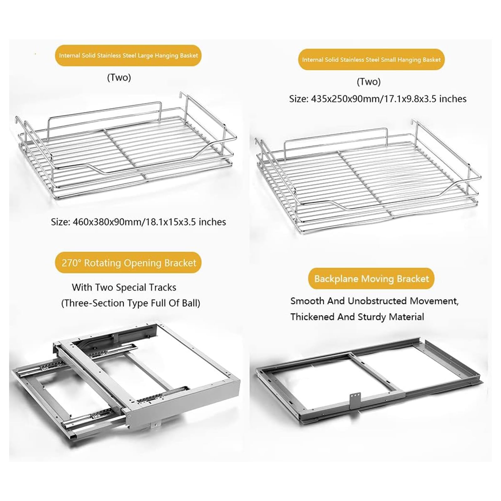 QLYFWLKQ 15" Blind Corner Organizers, Magic Corner Base Cabinet Pull Out Left, 2 Tier Pull Out Cabinet Organizer for Kitchen Cabinet (LeftOpen)
