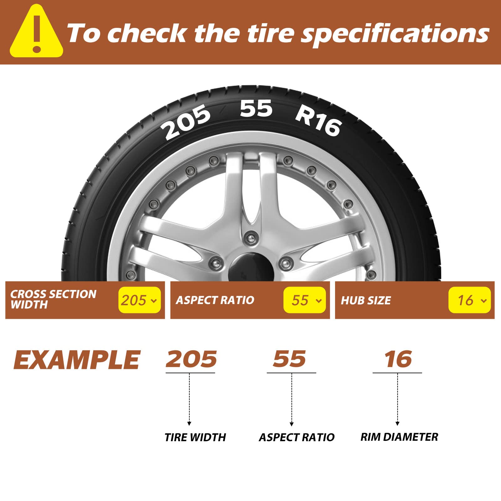 QIYISS Snow Chains, Tire Chains for SUV Car Pickup Trucks, Universal Adjustable Emergency Traction Chains, Tire Width 195 205 215 225 235 245 255 265MM 8pack