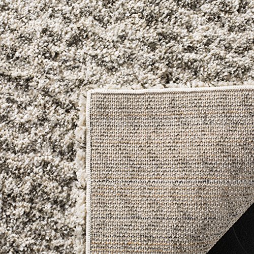 SAFAVIEH Hudson Shag Collection 2' x 3' Ivory/Grey SGH330A Chevron Non-Shedding Living Room Bedroom Dining Room Entryway Plush 2-inch Thick Accent Rug