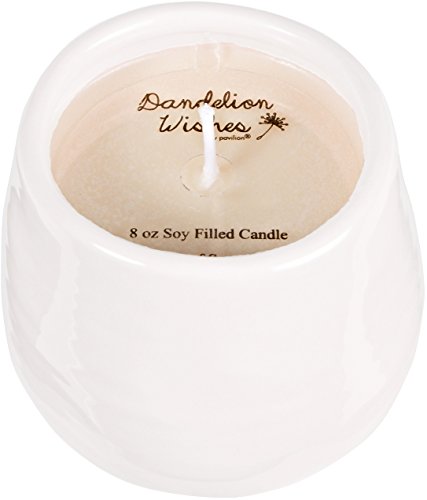 Pavilion Gift Company 77114 Plain Dandelion Always Wished for a Friend Like You White Ceramic Soy Serenity Scented Candle